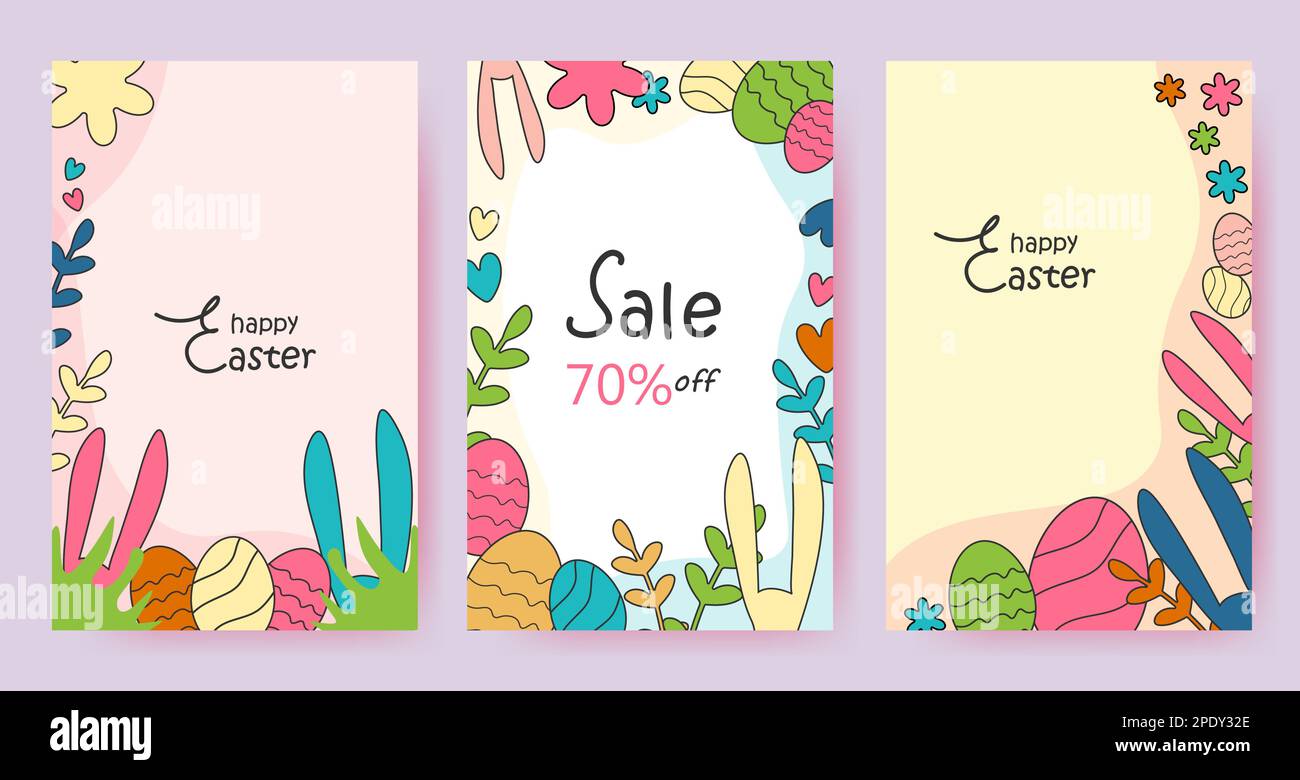 Happy Easter set of banners, greeting cards, posters, holiday covers ...