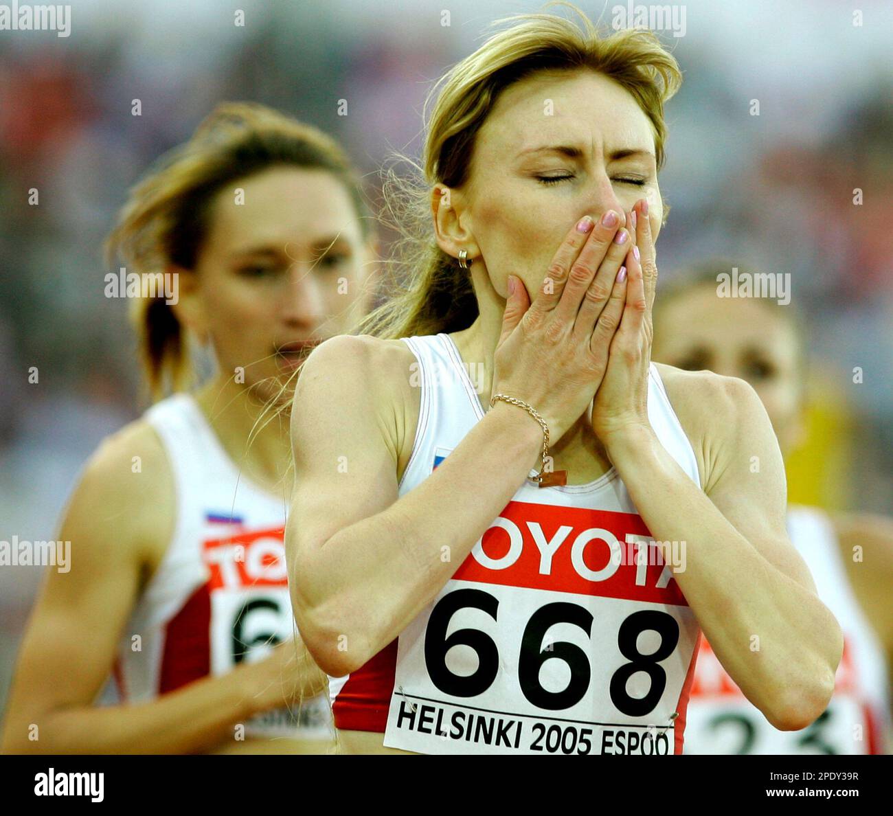 Russia's Tatyana Tomashova reacts after winning the gold medal in the ...