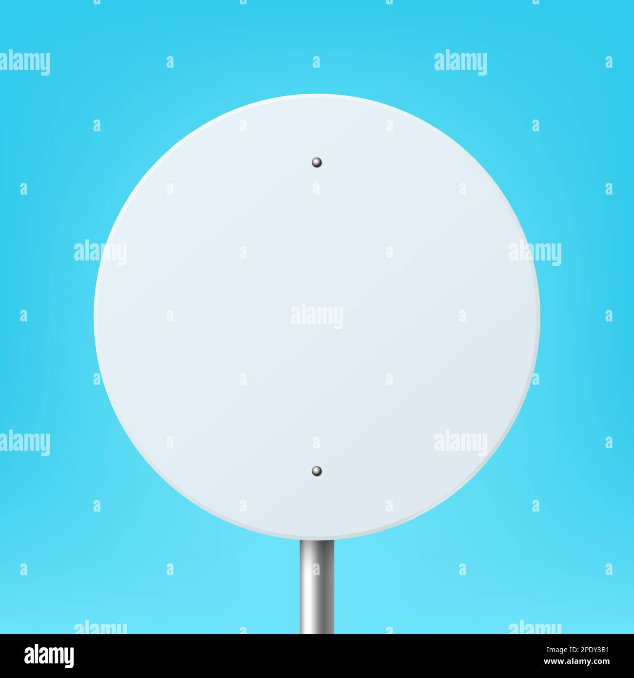 Vector White Blank Round Road Sign Frame Icon Closeup on Blue ...