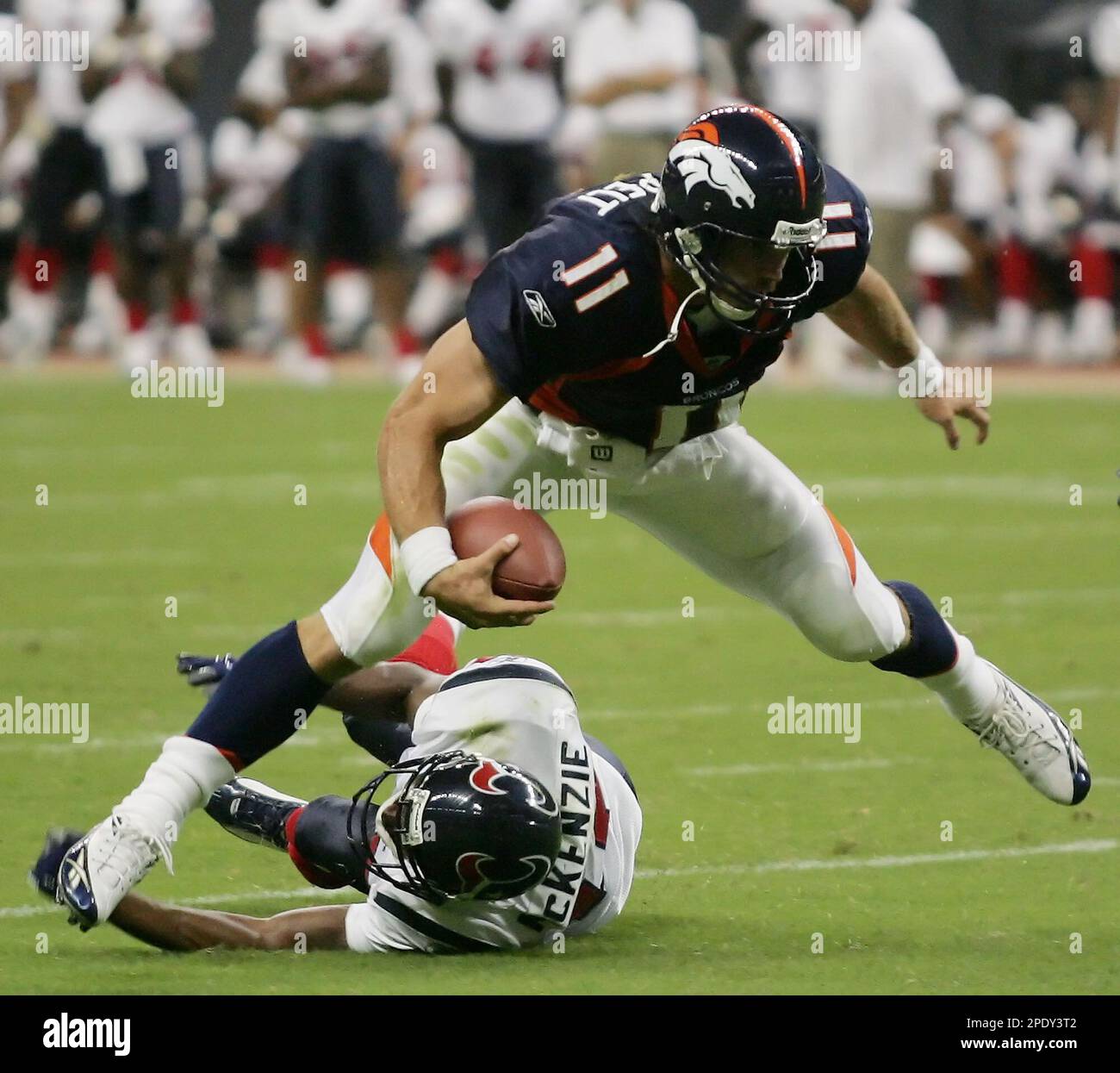 Denver Broncos quarterback Bradlee Van Pelt (11) breaks away from ...