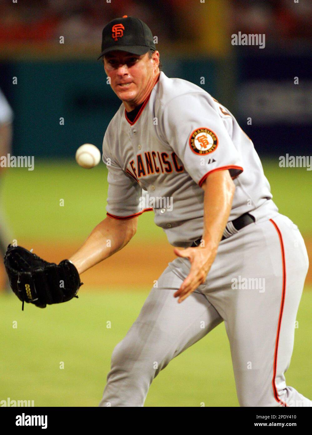 San Francisco Giants pitcher Jason Christiansen drops a pop fly by ...