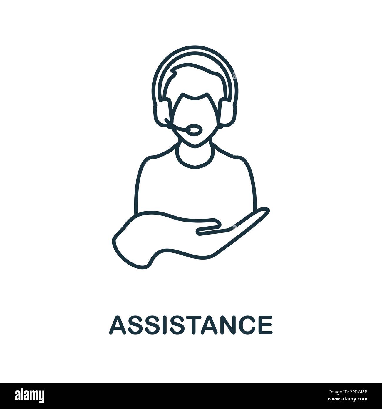 Assistance line icon. Monochrome simple Assistance outlineicon for ...