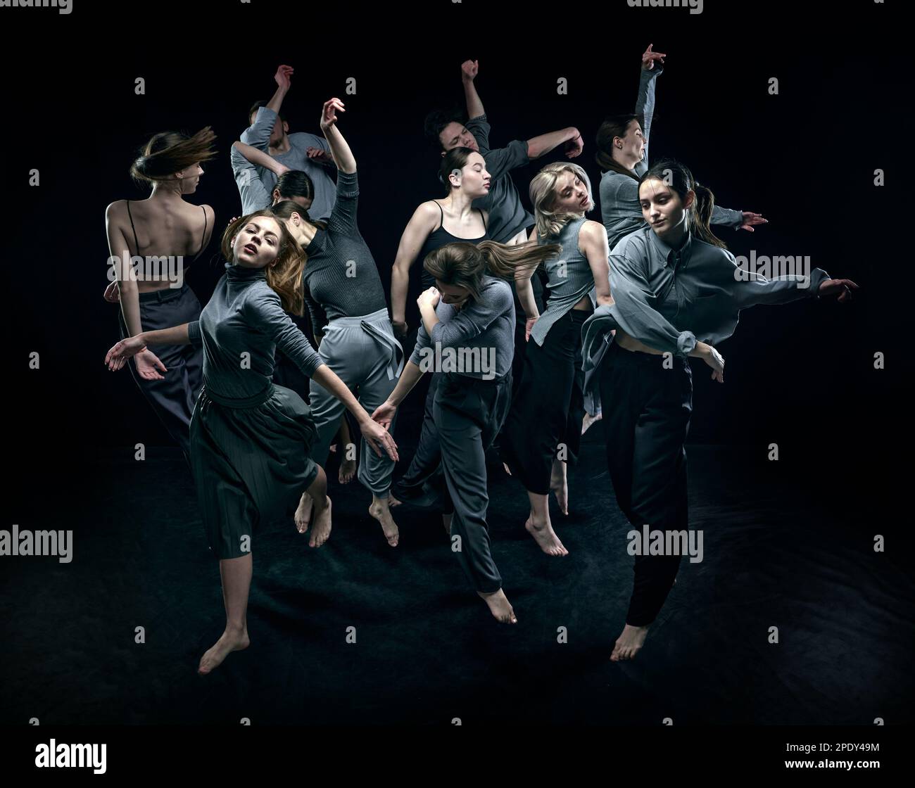 Top view. Dynamic image of young artistic, expressive young people ...