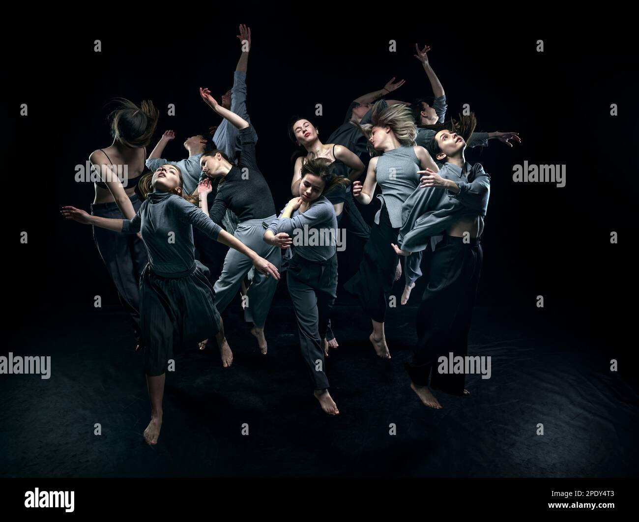 Top view. Dynamic image of young artistic, expressive young people ...