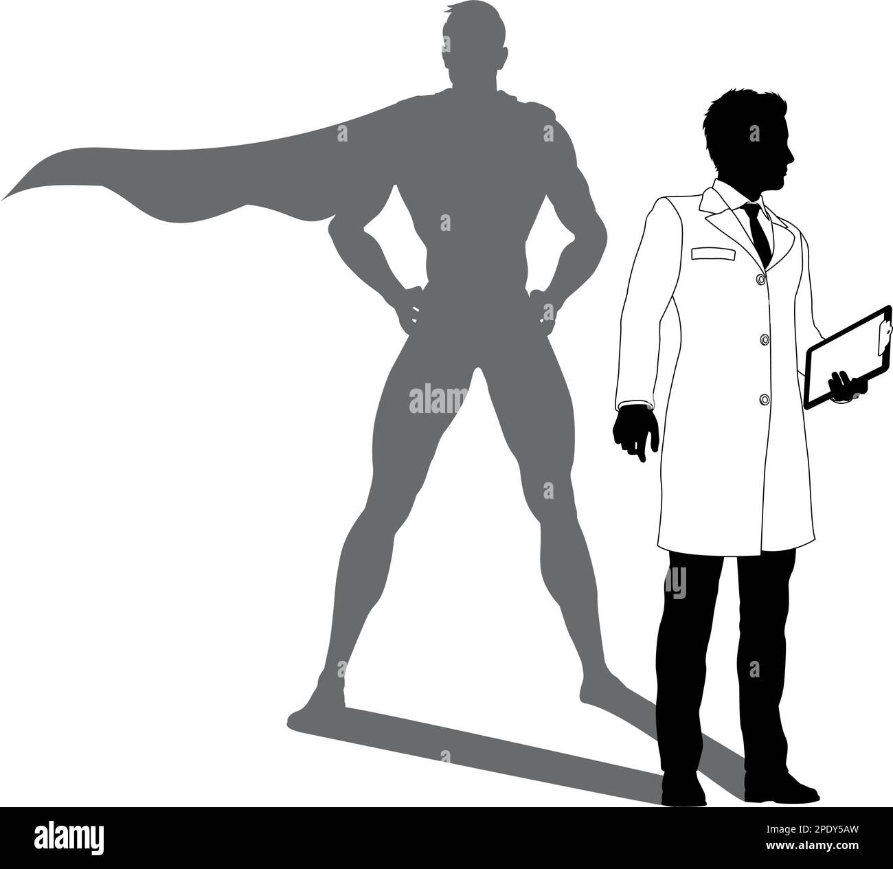 Superhero Scientist Super Hero Shadow Silhouette Stock Vector Image ...