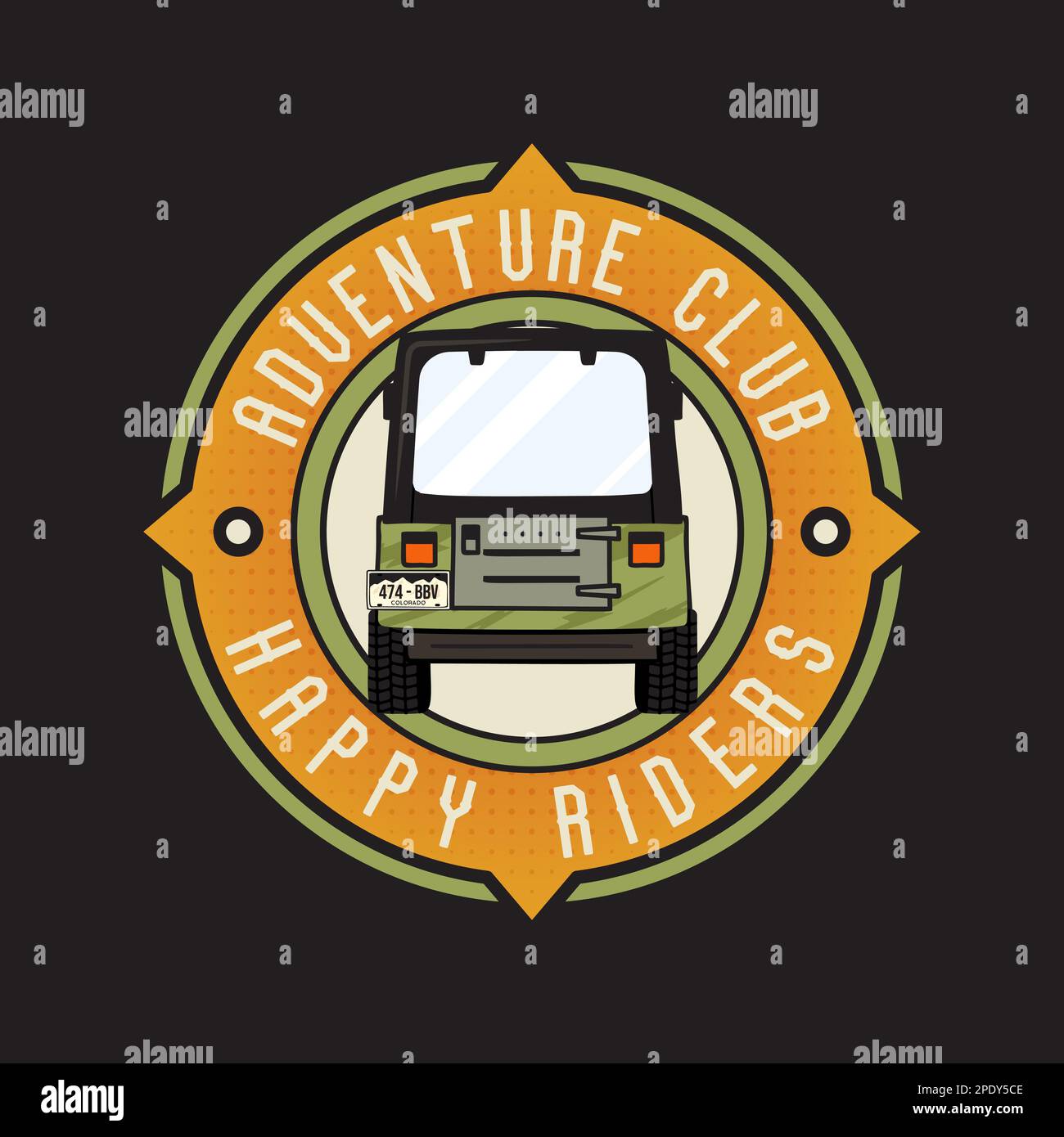 Camping logo badge vector design with car. Road trip insignia. Camp ...