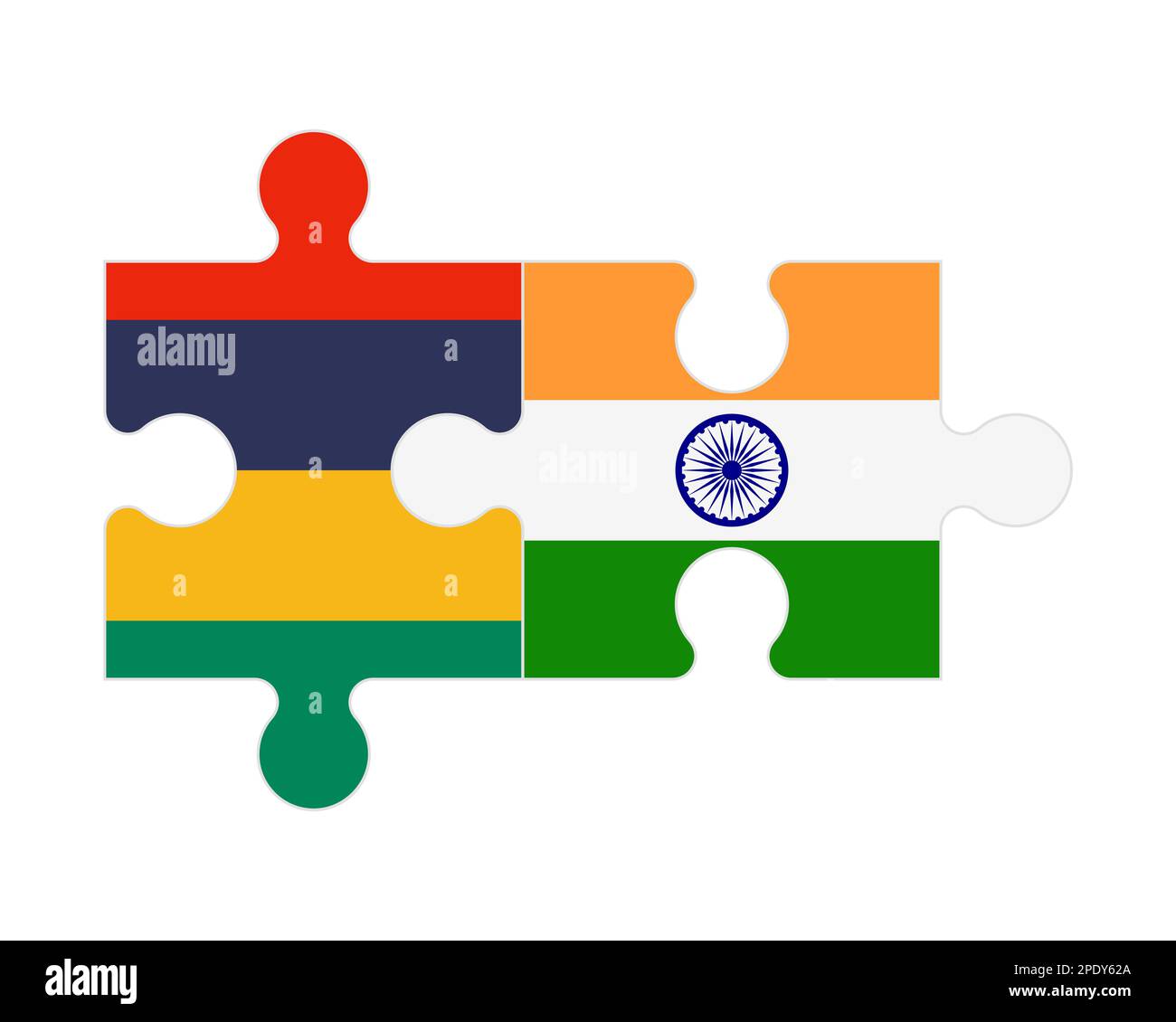 Connected puzzle of flags of Mauritius and India, vector Stock Vector ...