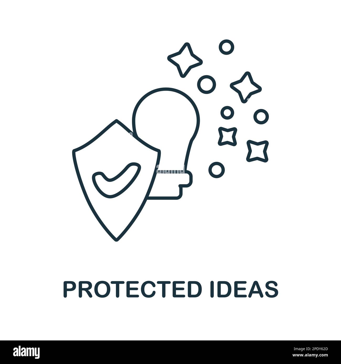 Protected Ideas outline icon. Monochrome simple Protected Ideas line ...