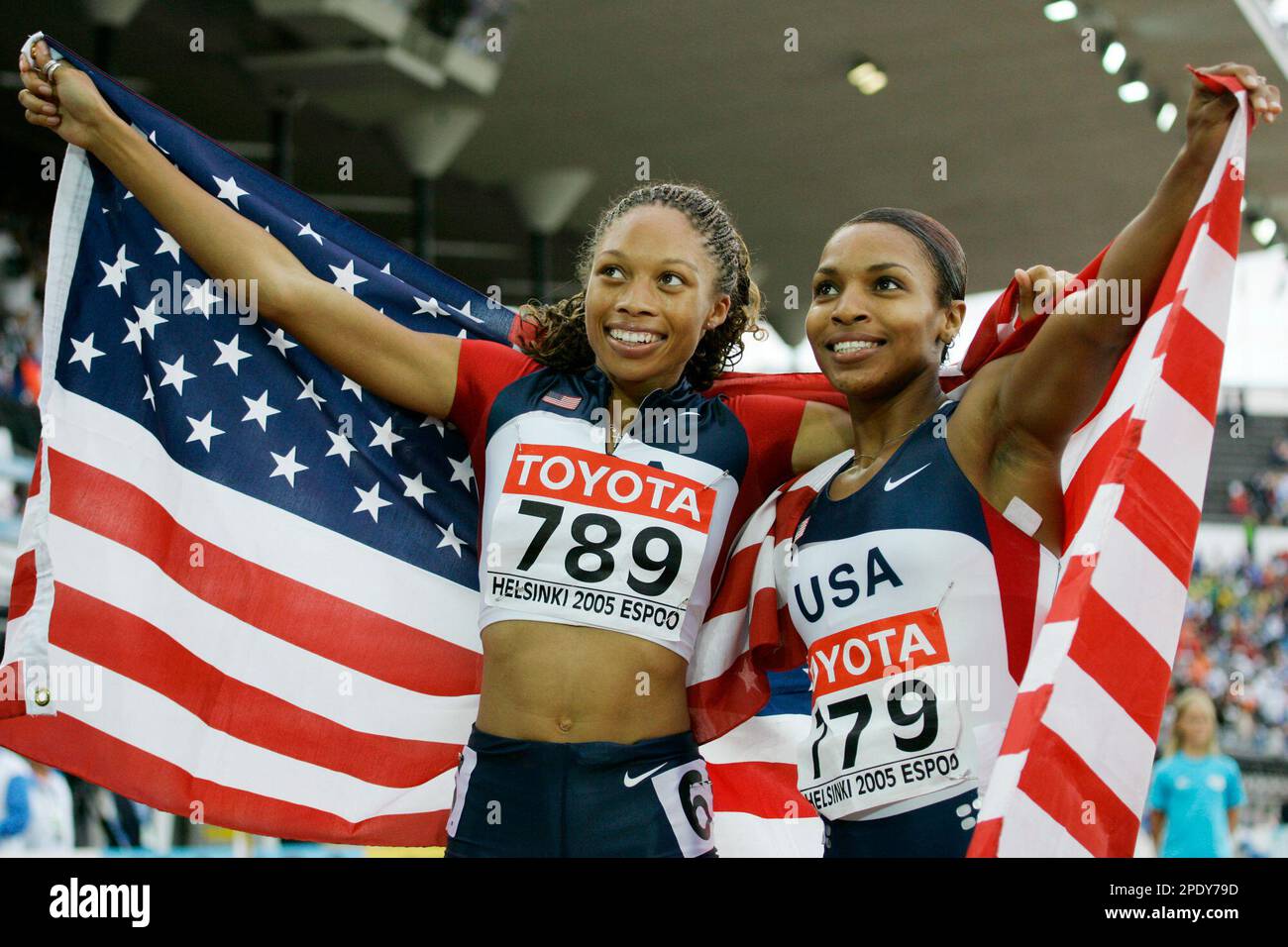 Gold medalist Allyson Felix, left, and silver medal winner Rachelle ...