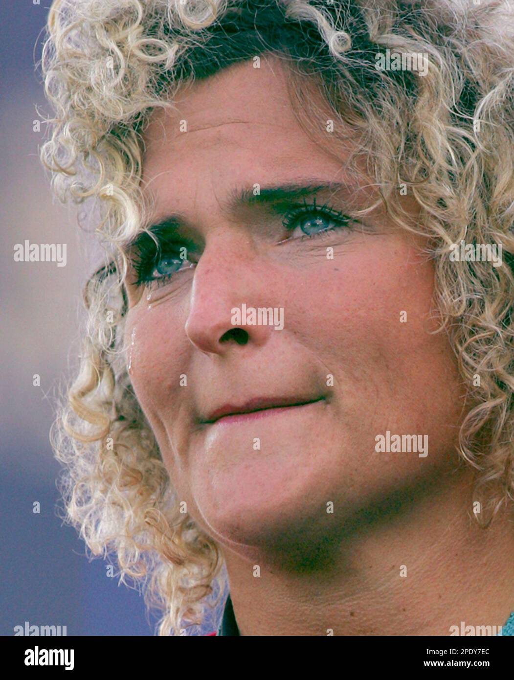 Gold medalist Germany's Franka Dietzsch reacts during the medal ...