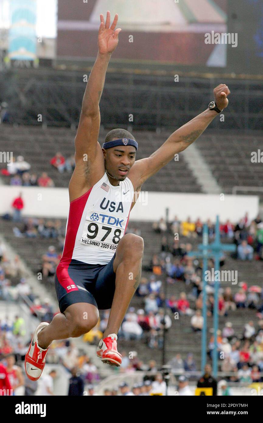 World triple jump champion Walter Davis of the United States competes ...