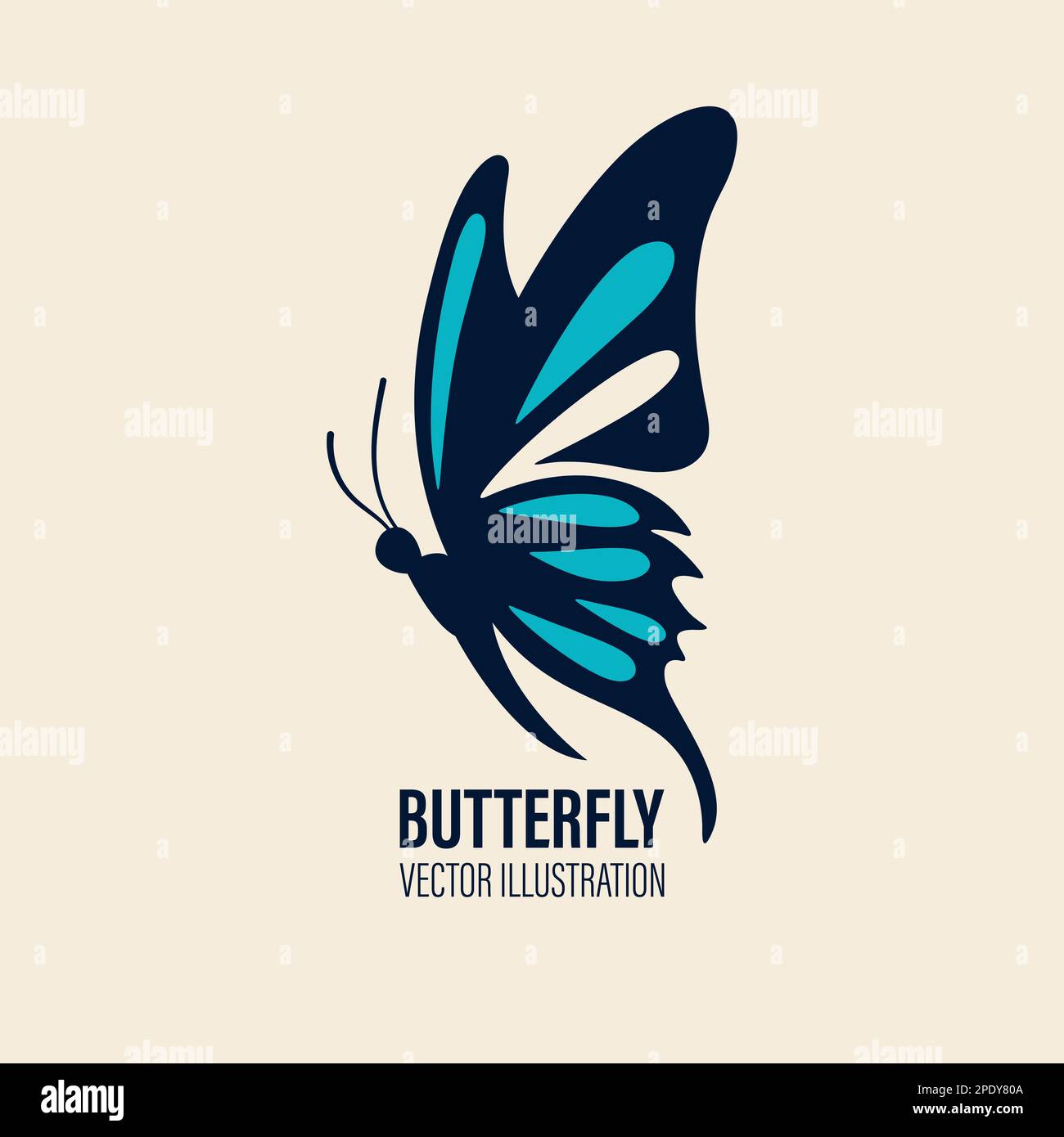 Vector Hand Drawn Butterfly Icon Closeup Isolated on White Background ...