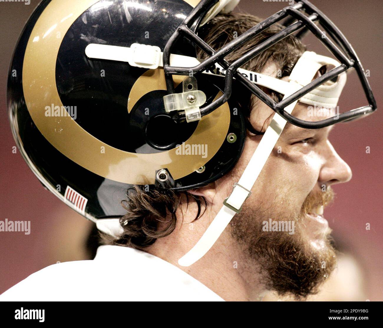 St. Louis Rams offensive lineman Rex Tucker takes a break during the ...