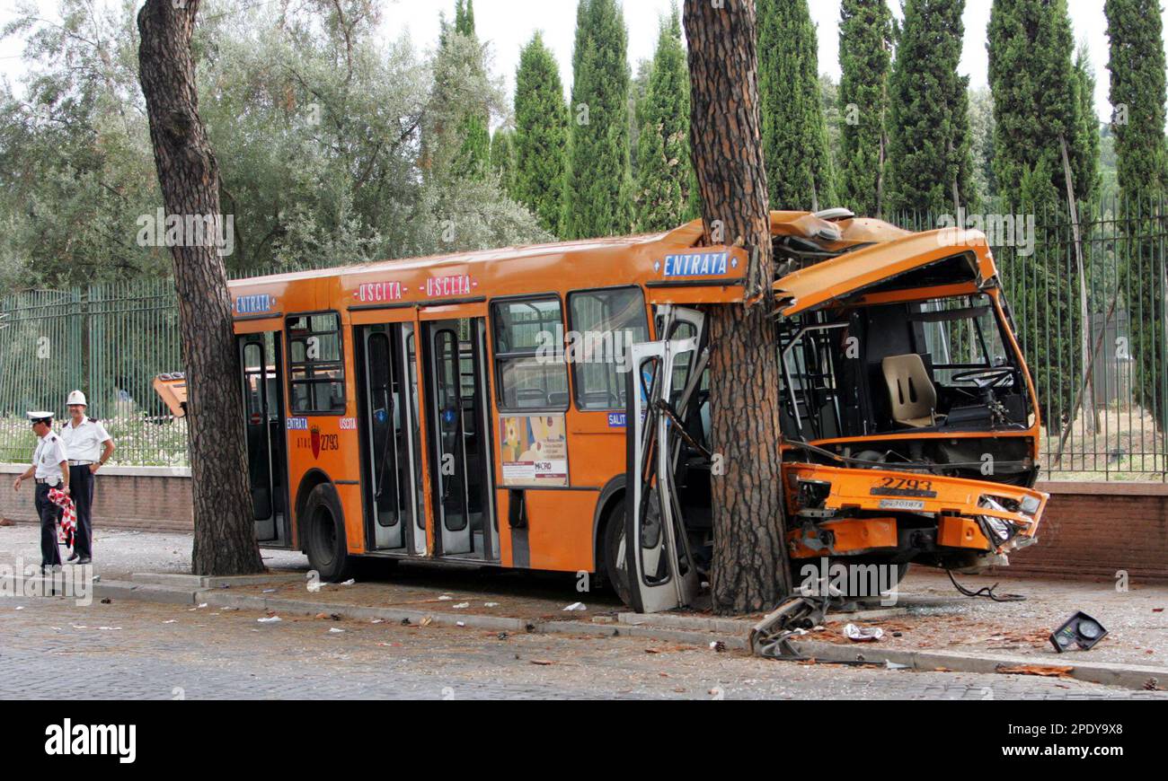 Italian Police officers inspect the site where the downtown n. 3 public ...