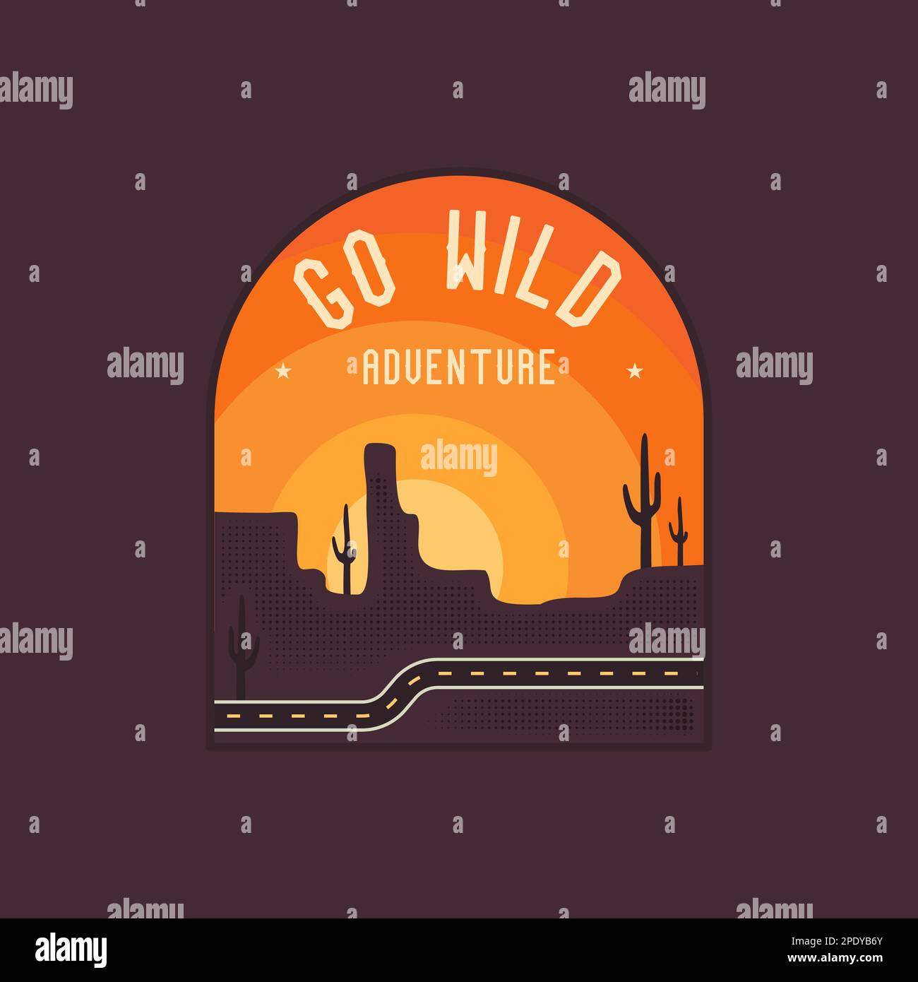 Vintage adventure logo badge featuring wilderness-themed design desert ...