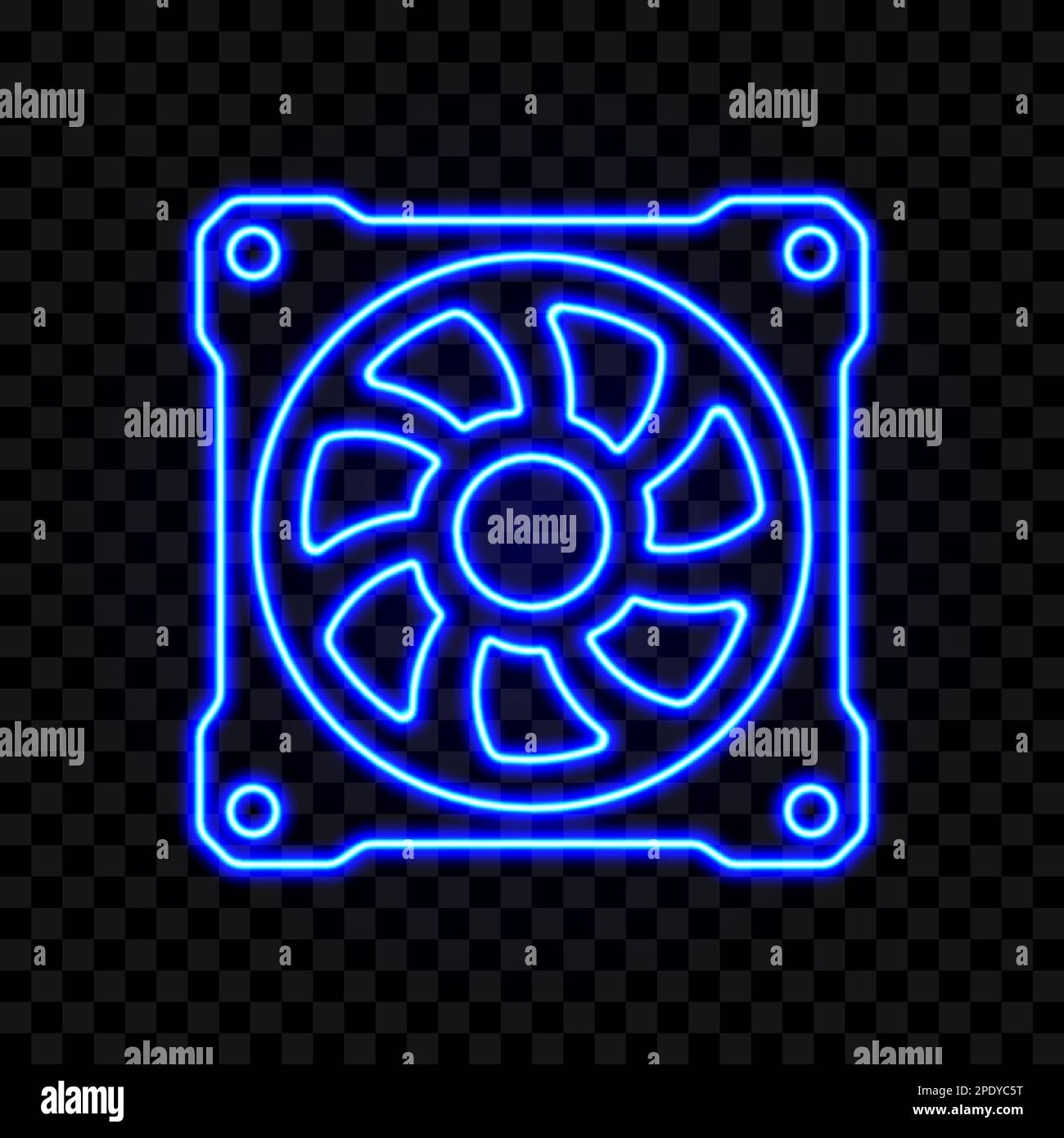 Neon glowing cooler fan outline icon isolated on transparent background ...