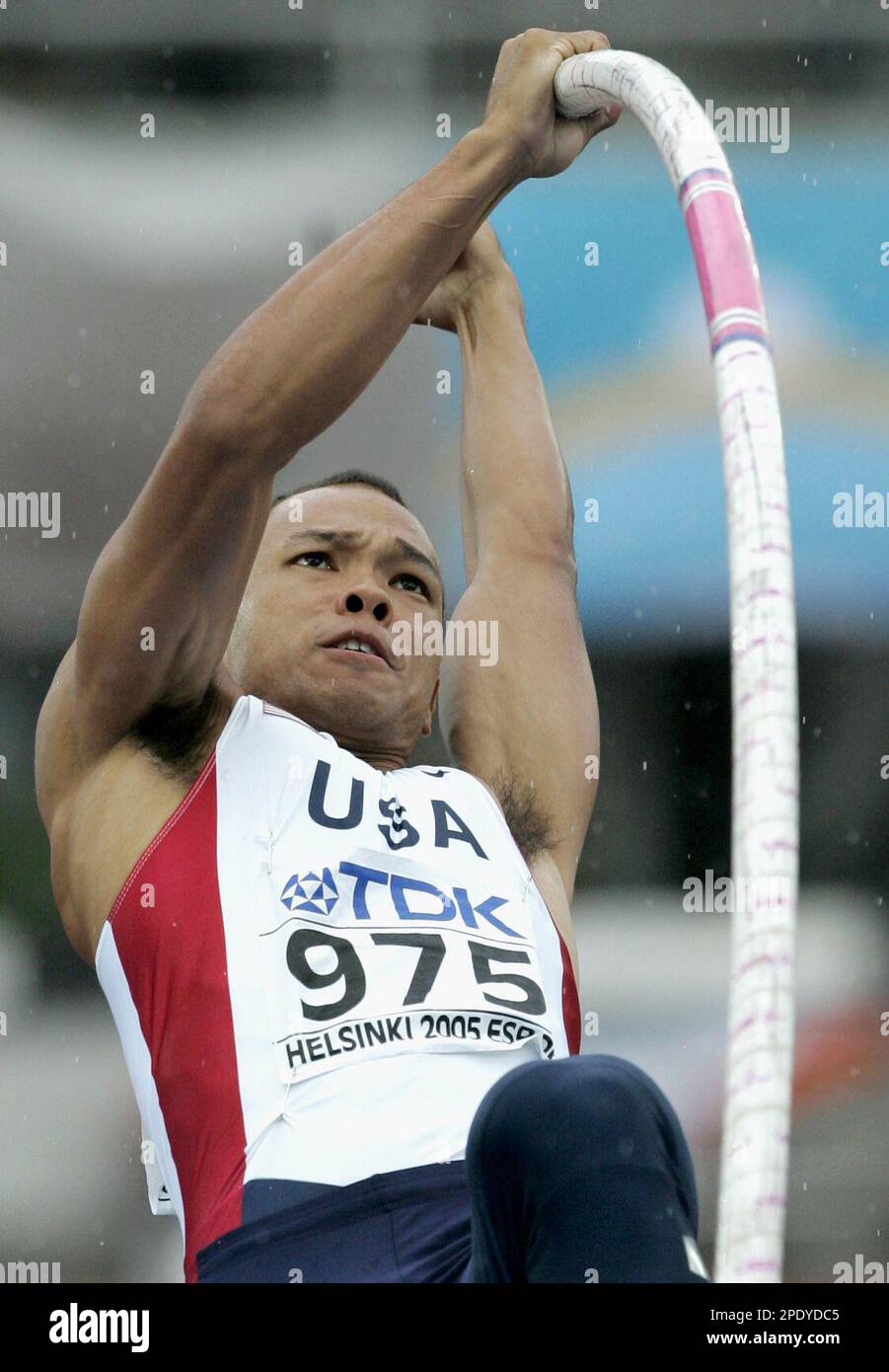 Bryan Clay of the USA competes in the Decathlon pole vault at the World ...