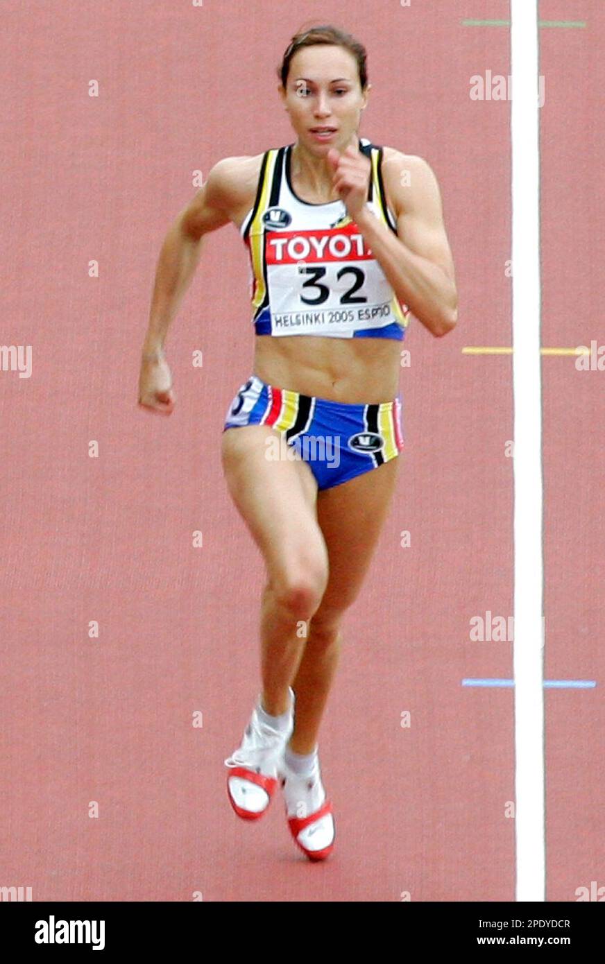 Kim Gevaert of Belgium sprints to the third place in her Women's 200 ...