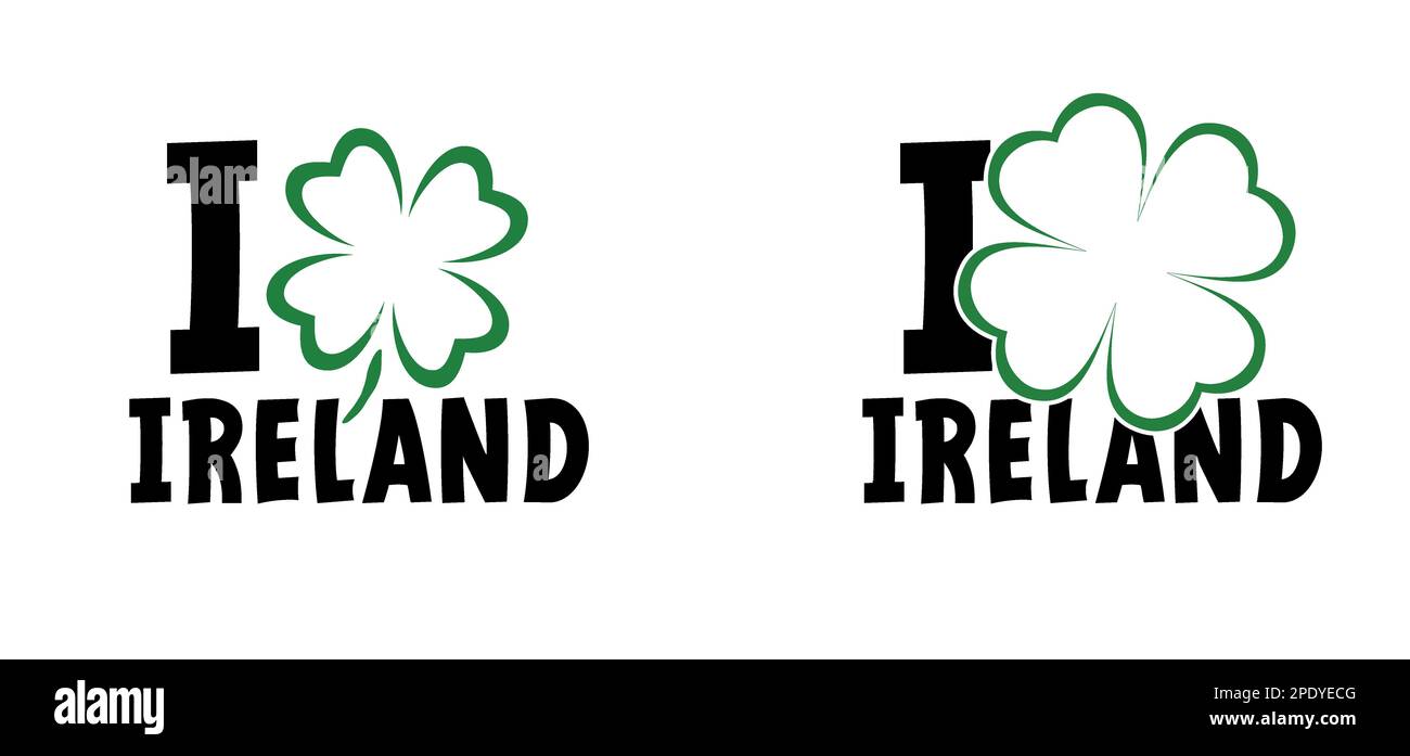 I love Ireland. Clovers leave, flower. Four leaf clover leaves. Love ...