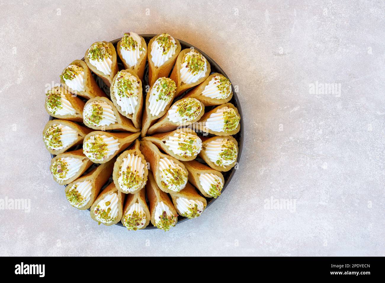 Traditional Ramadan dessert. Arabic cuisine semolina pancakes with ...