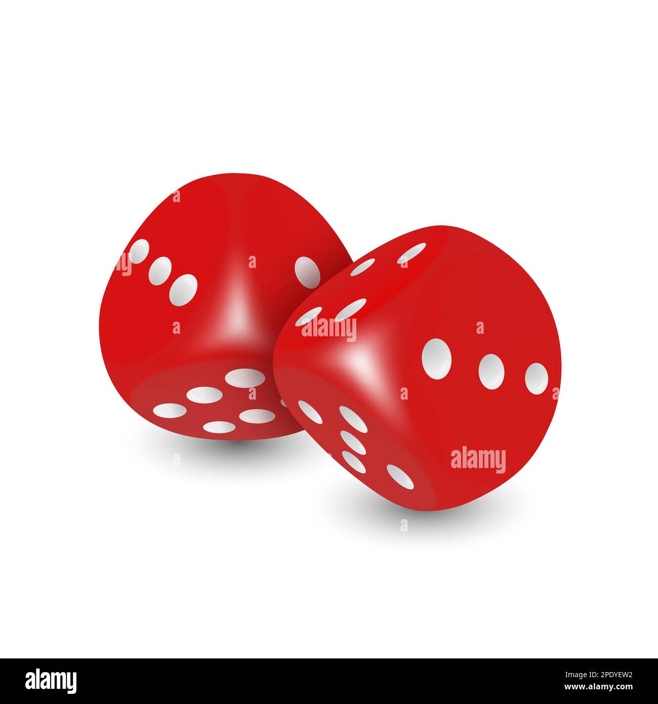Vector 3d Realistic Red Game Dice with White Dots Set Closeup Isolated on White Background. Game ...