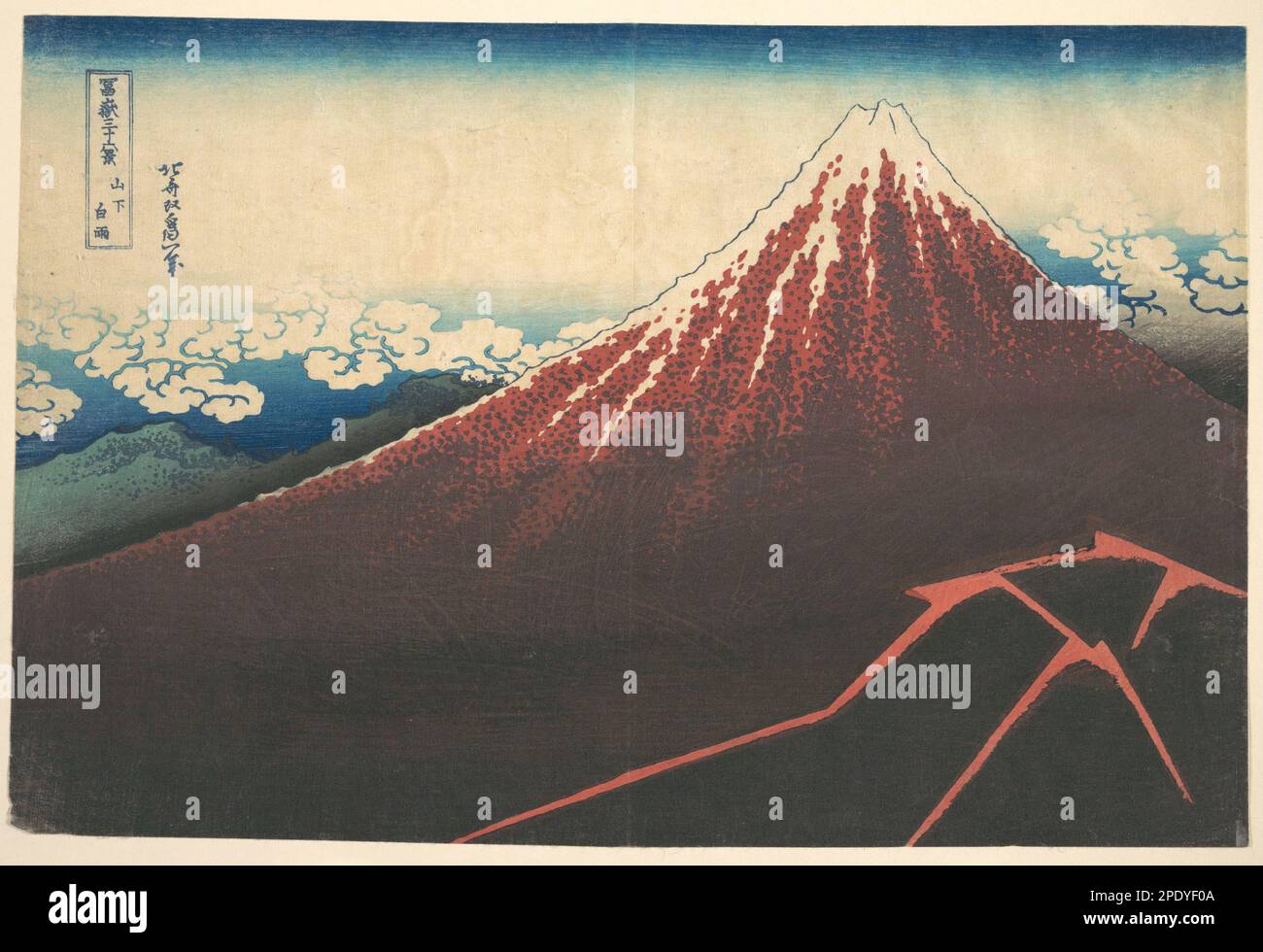 Storm below Mount Fuji (Sanka no haku u), from the series Thirty-six ...