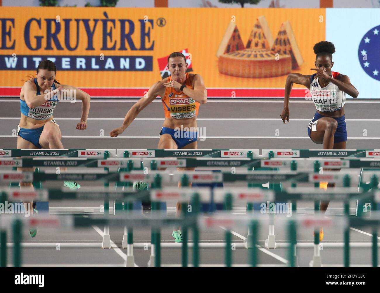 Reetta HURSKE of Finland , Nadine VISSER of Netherlands and Laeticia ...