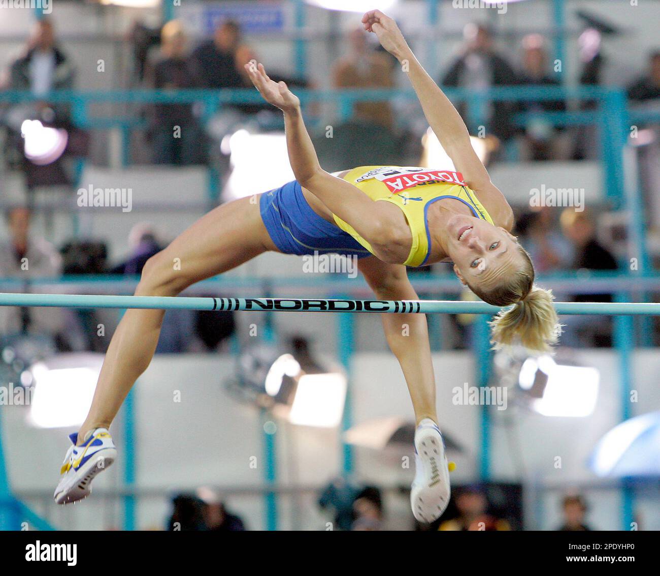 Sweden's Kajsa Bergqvist competes in the final of the Women's high jump ...
