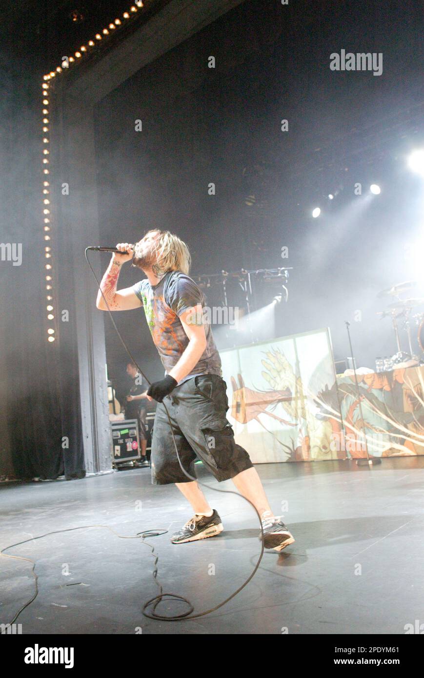 Bert McCracken of The Used performing live at the Enmore Theatre to ...