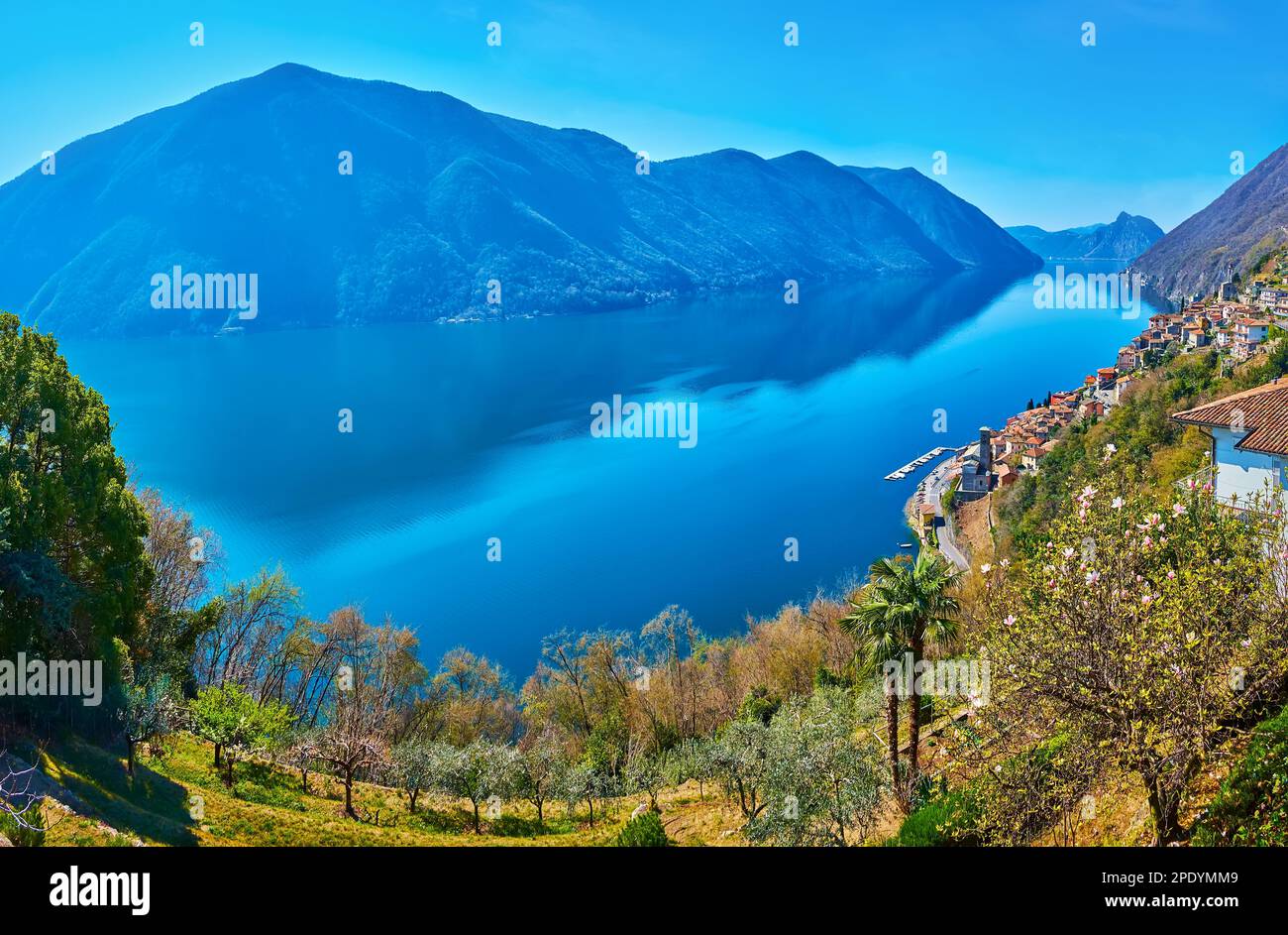 Panorama of Albogasio Inferiore and Albogasio Superiore - the lower and ...