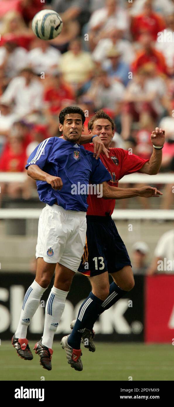 Real Salt Lake defender Brian Dunseth (13) and Chivas USA forward ...