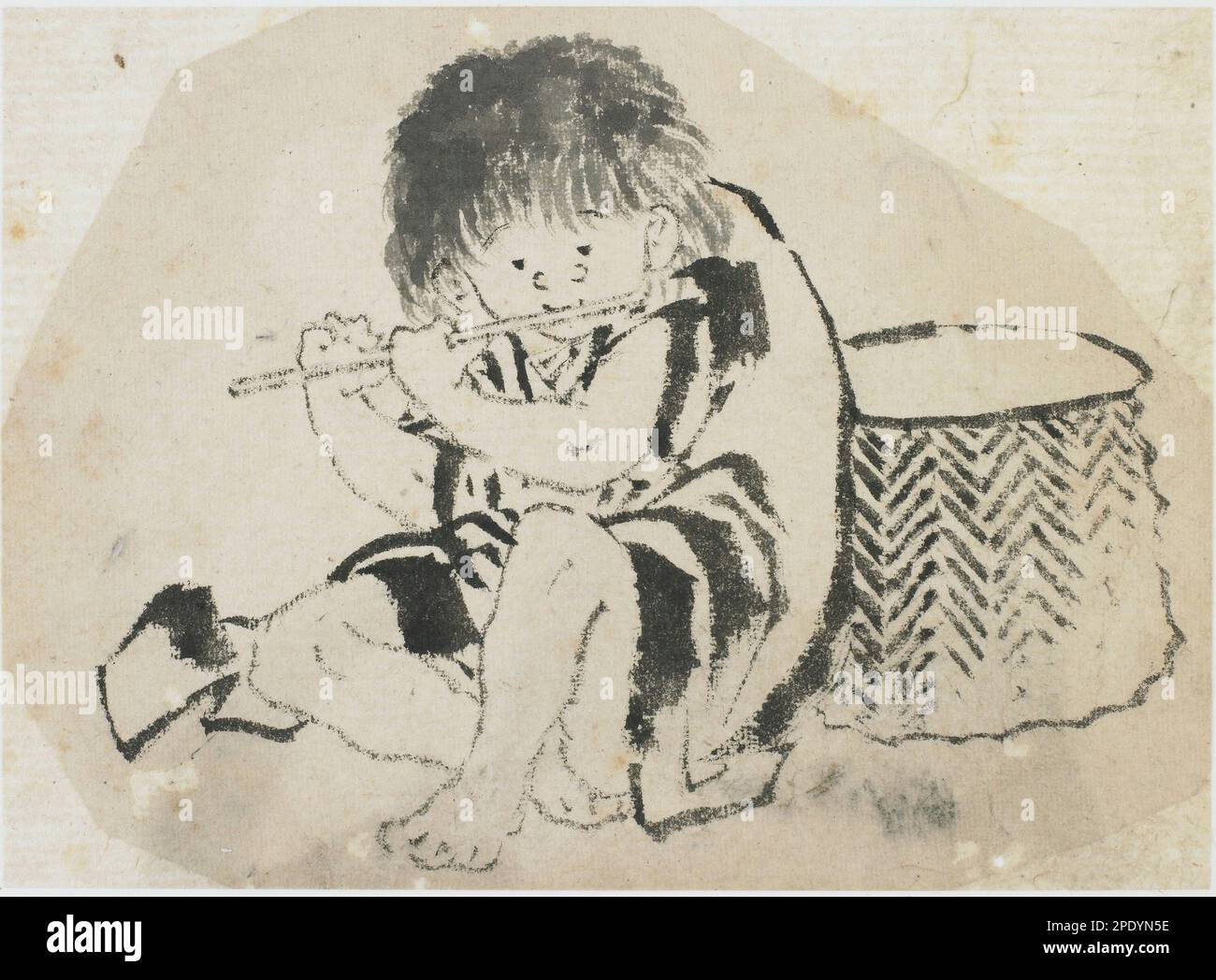 Boy Playing Flute ca. 1840 by Katsushika Hokusai Stock Photo - Alamy