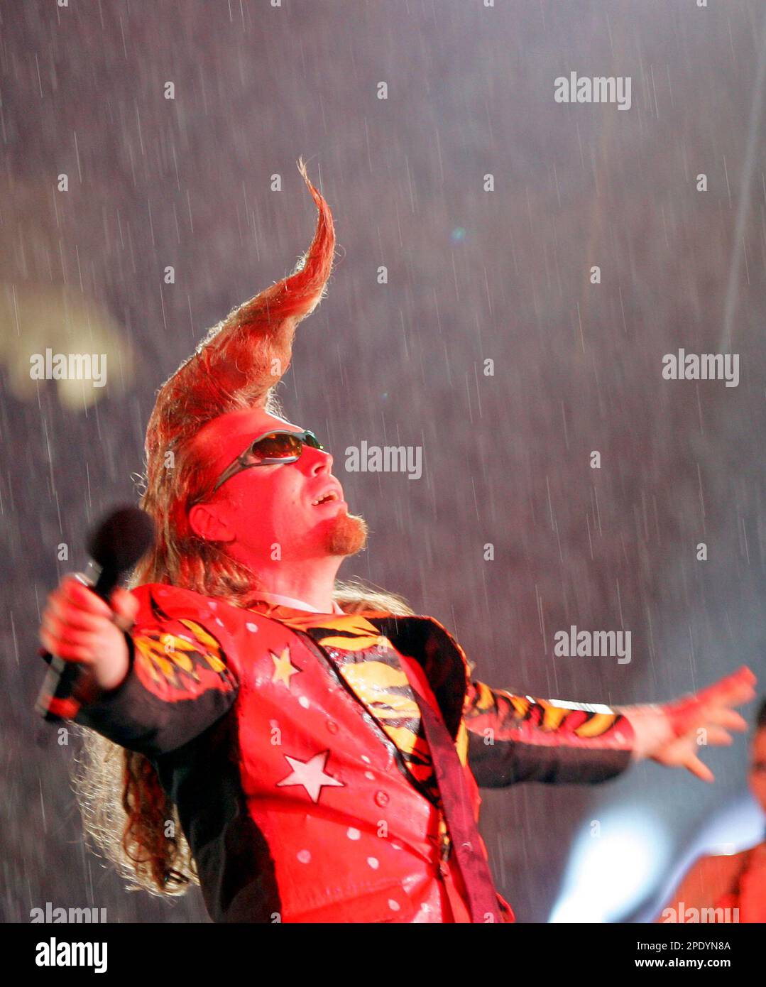 The lead singer of the rock band 'The Leningrad Cowboys' performs in ...