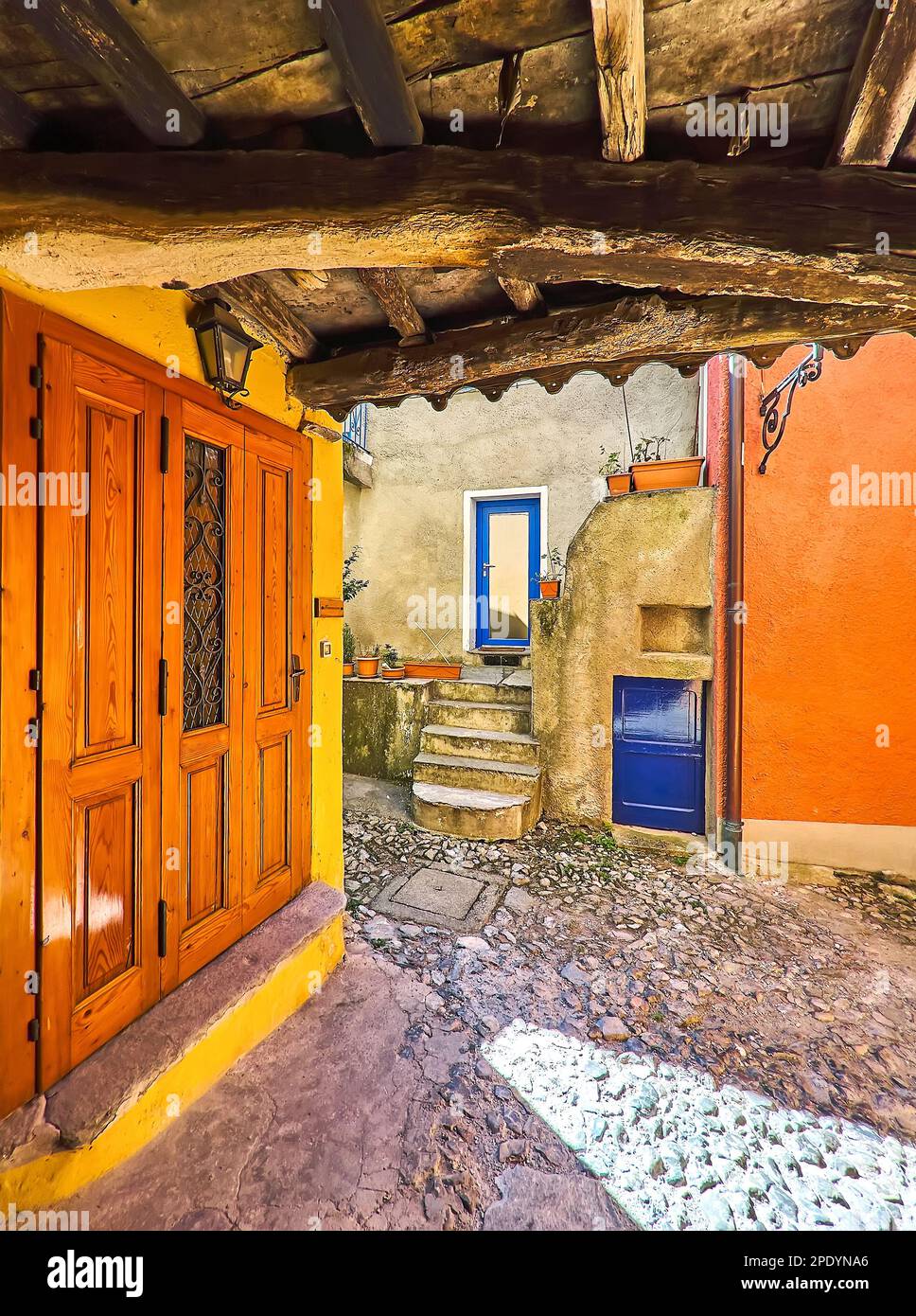 The maze of medieval streets of Castello with a view on the narrow ...