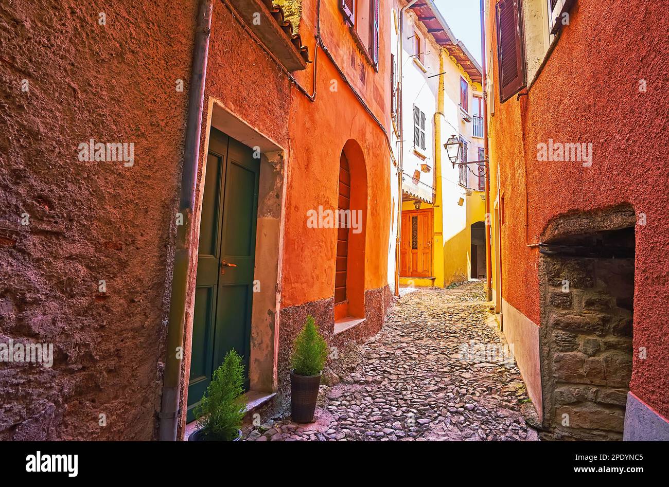 Typical streetscape of the medieval Castello with narrow alleys and ...