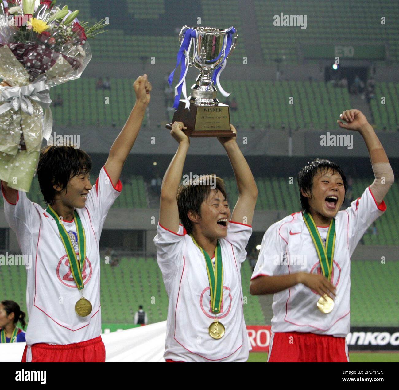 South Korean women players, from left, Yoo Young-sil, Lee Ji-eun, and ...