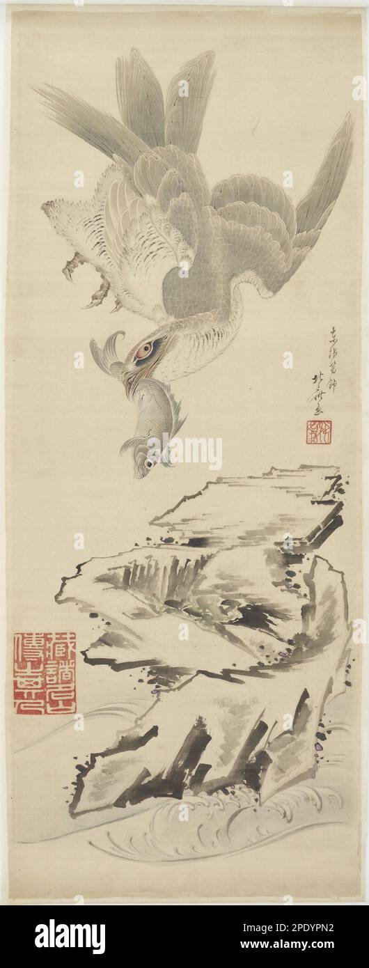 Hawk and fish 1760-1849 by Katsushika Hokusai Stock Photo - Alamy