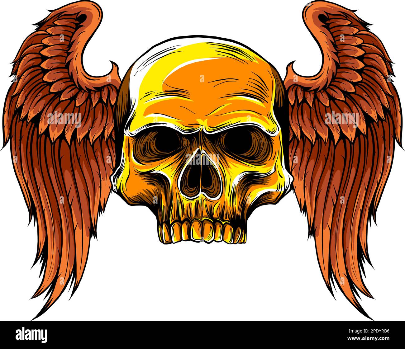 illustration skull head with angel wings Stock Vector Image & Art - Alamy