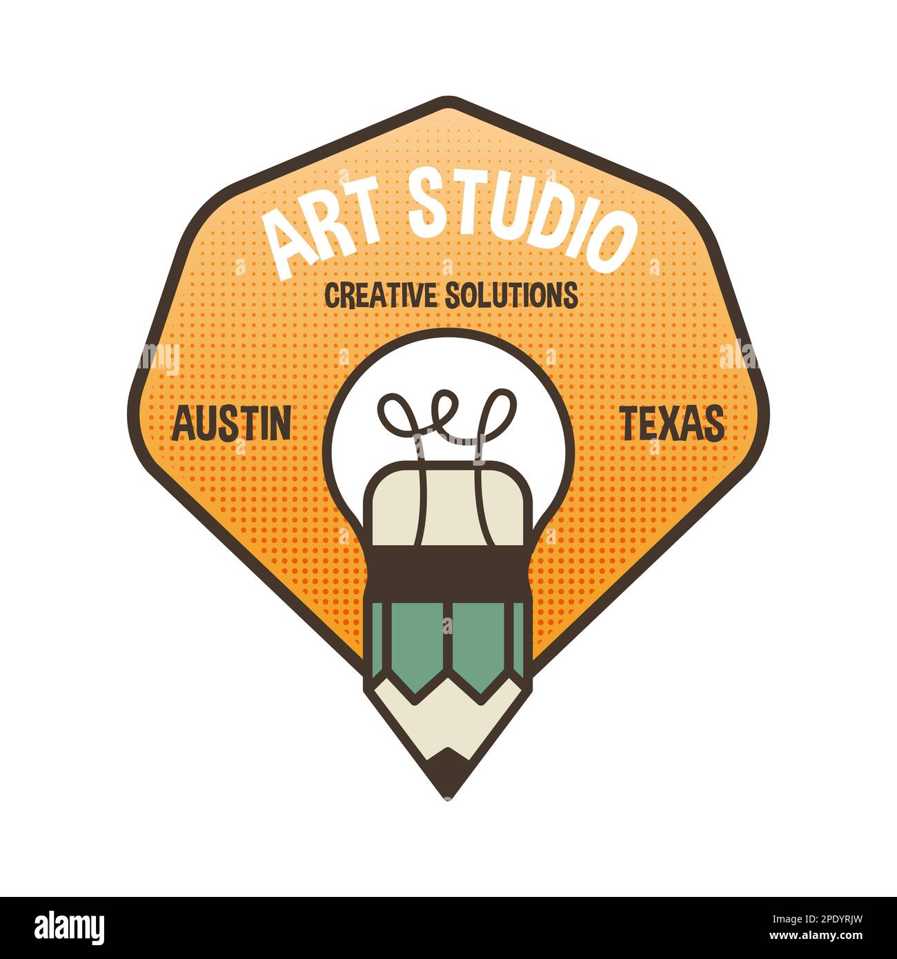 Design studio logo template for creative business. Designers agency badge for artists. Art ...