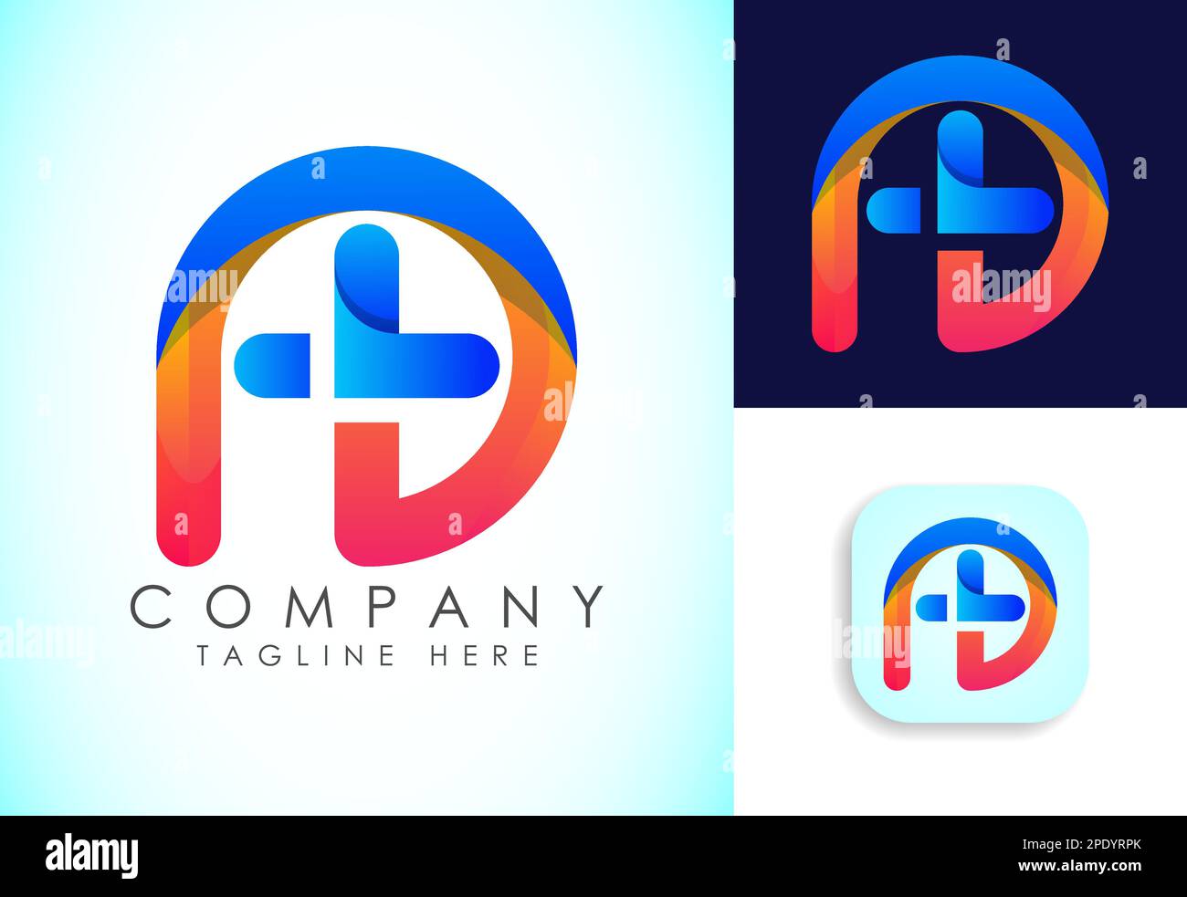 Letter P plus medical gradient logo design template vector Stock Vector ...