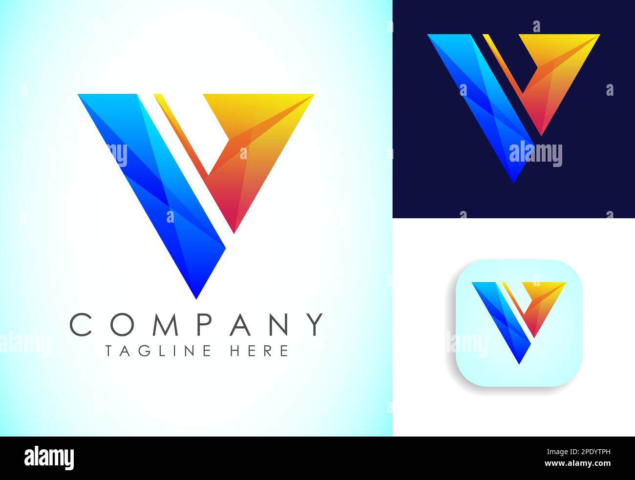 Letter V gradient color logo design template. Graphic alphabet symbol ...