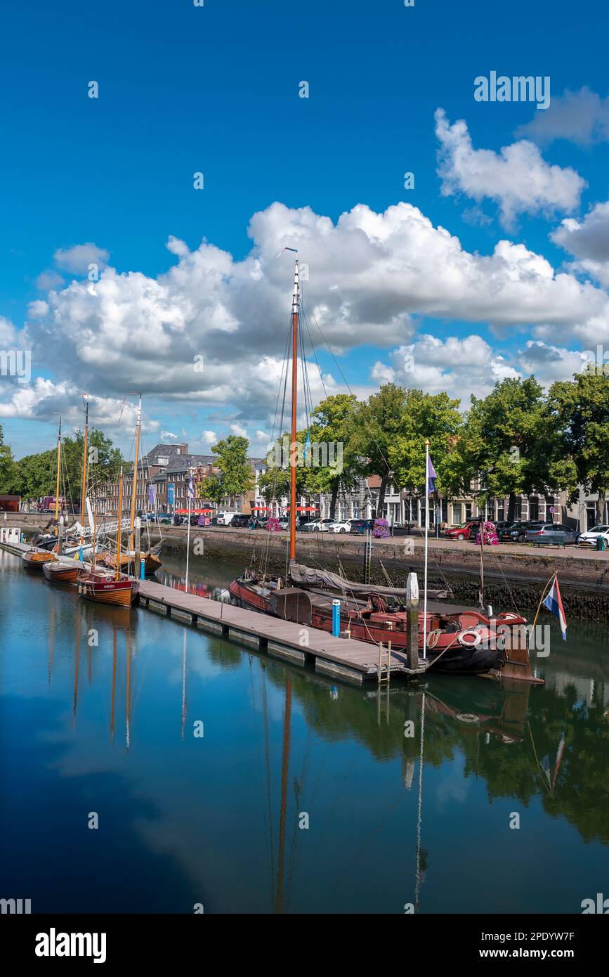 Historic ships in the museum harbour at the Old Harbour, Zierikzee ...