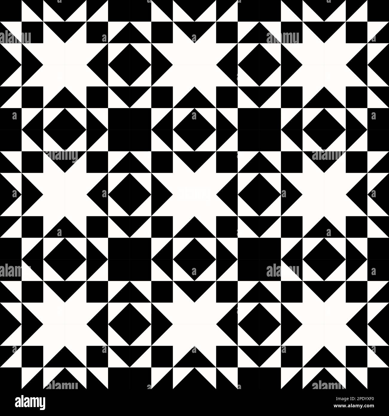 Black and white abstract geometric quilt pattern. High contrast ...