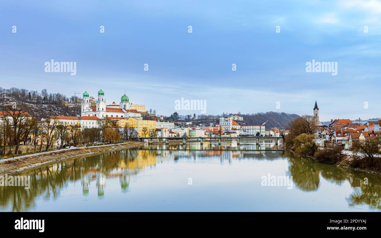 View over the Inn river in Passau, Bavaria, Germany Stock Photo - Alamy