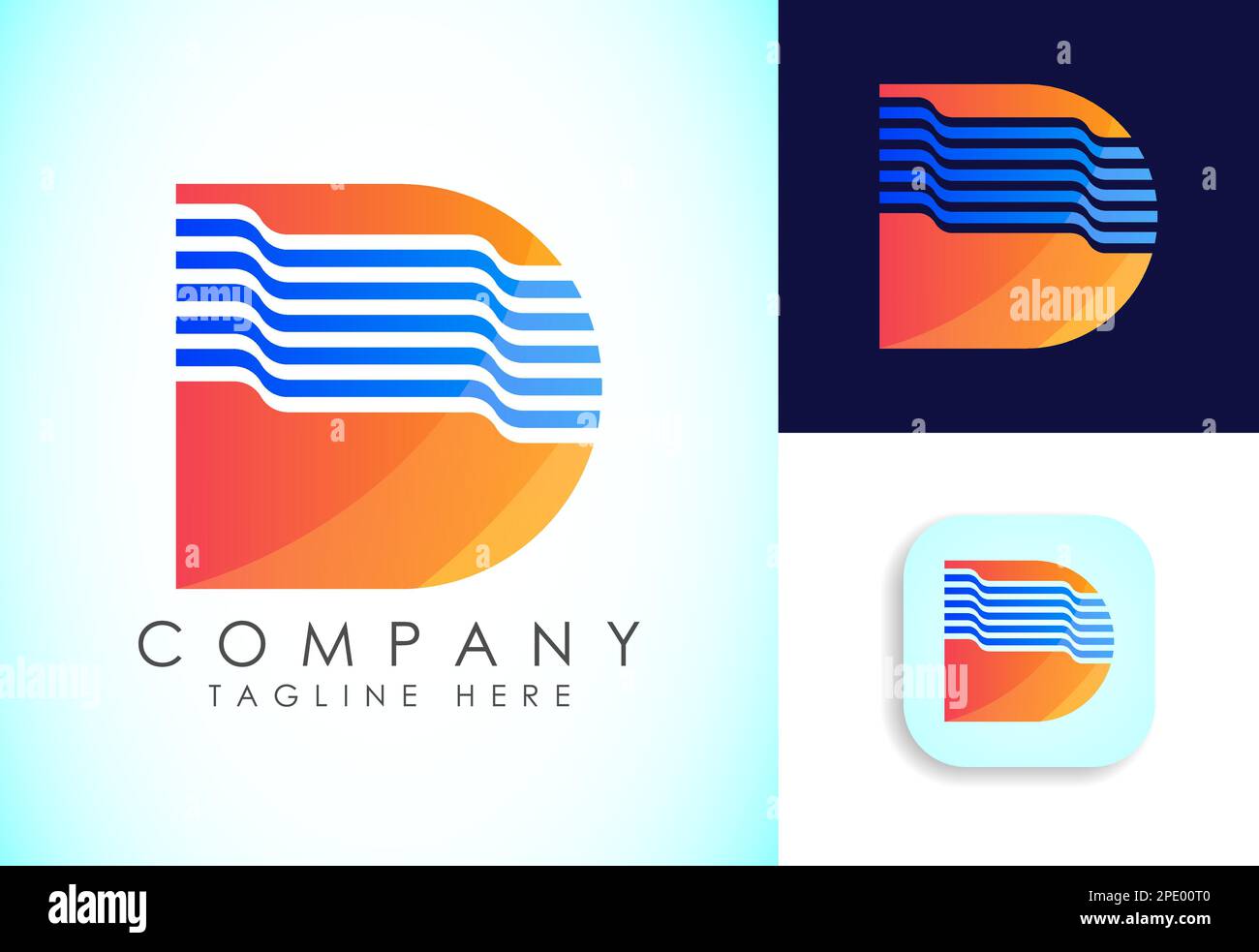Letter D wave logo design vector template. Graphic alphabet symbol ...