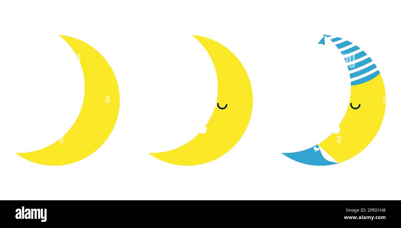set of sleeping moon icons on white background. Vector illustration ...