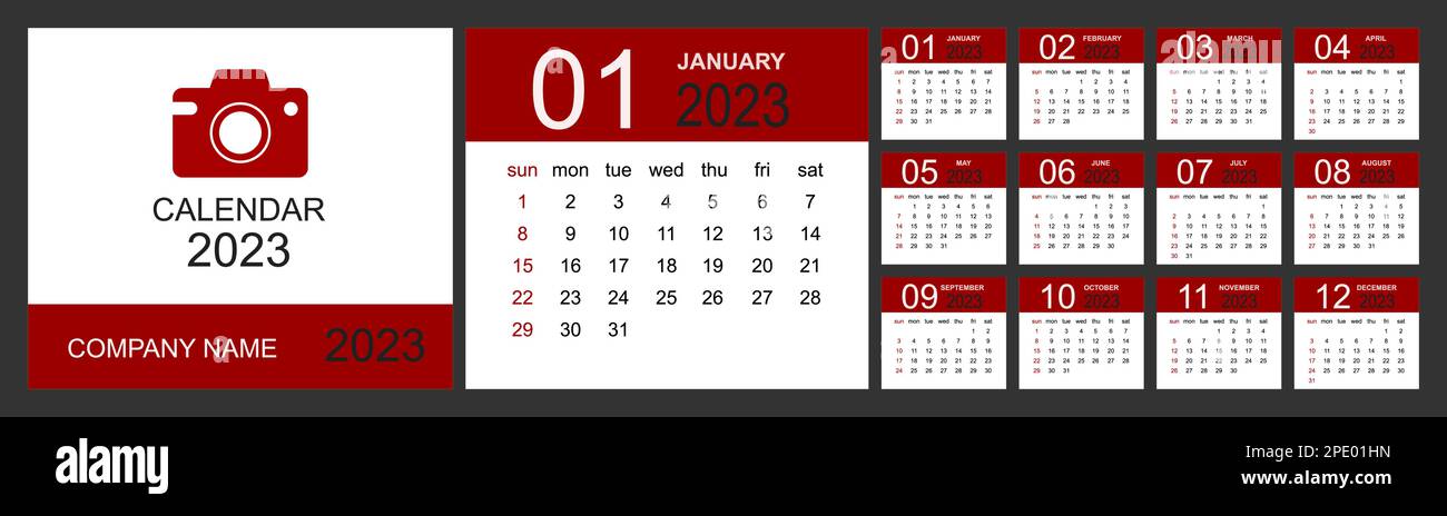 Calendar 2023. Set Desk Calendar template design with Place for Photo ...