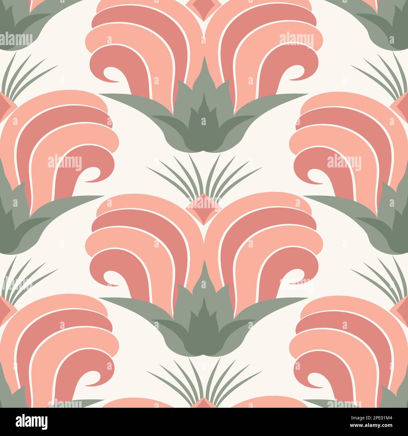 Stylized tulip flower seamless vector pattern background. Vintage ...