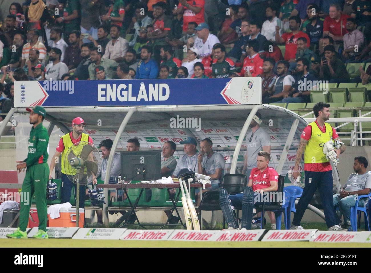England dugout during the Bangladesh-England 3rd and final T20I match ...