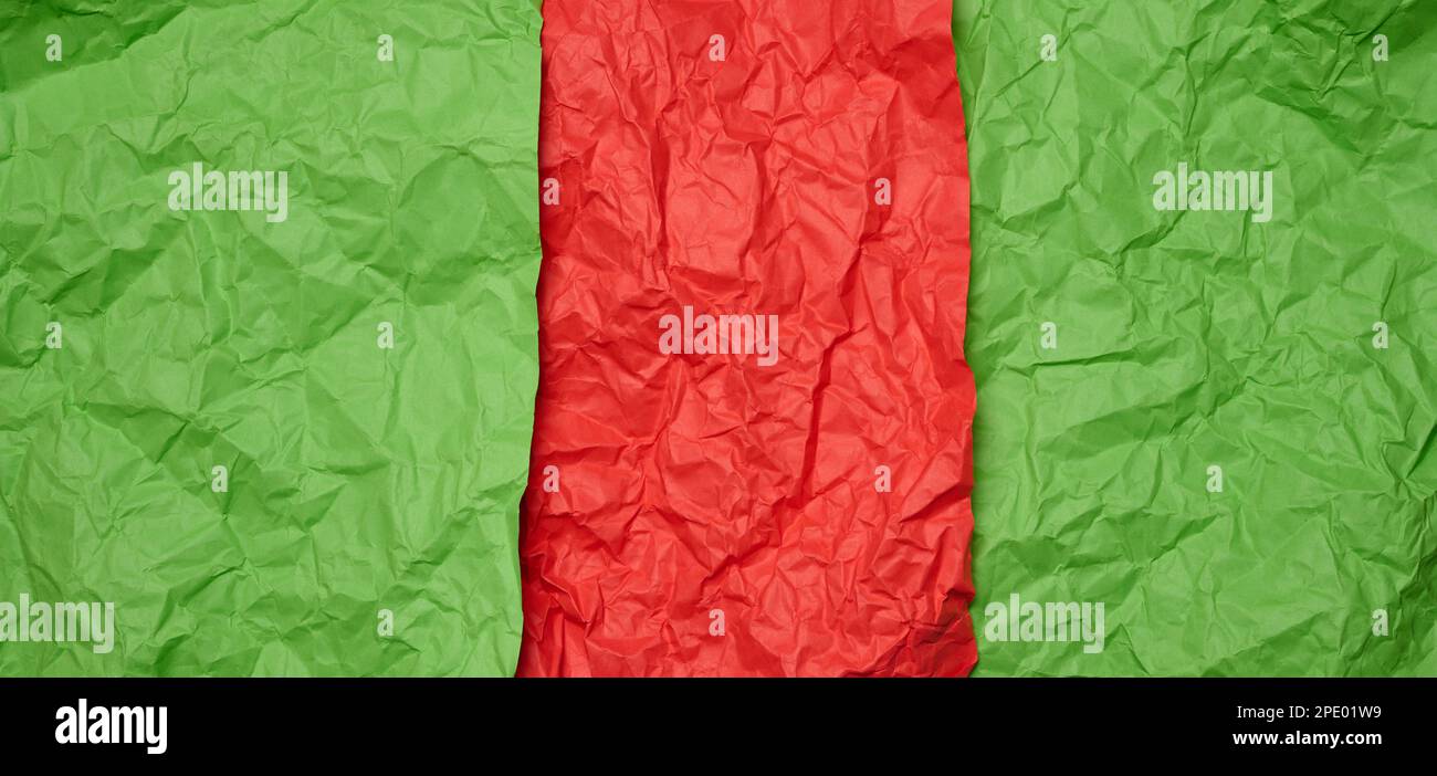 Crumpled red and green paper sheets, paper texture. Background for ...